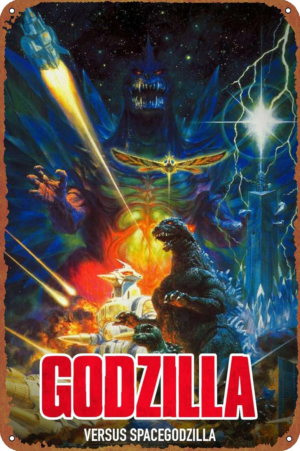 Amazon.com: Godzilla vs. SpaceGodzilla Movie poster Poster Vintage Tin ...
