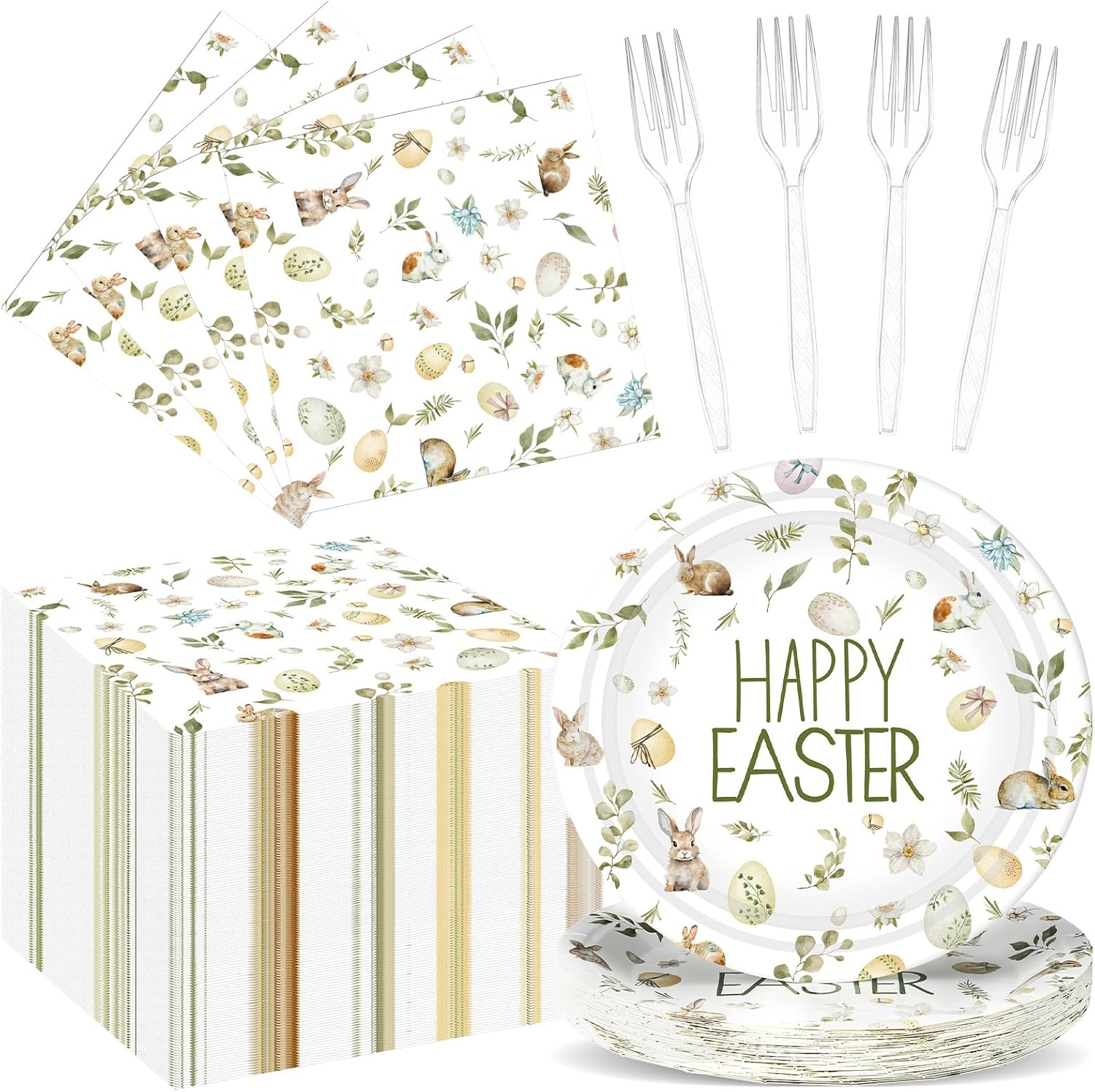 Amazon.com: Amyhill 160 Pcs 40 Guest Happy Easter Party Supplies Easter ...