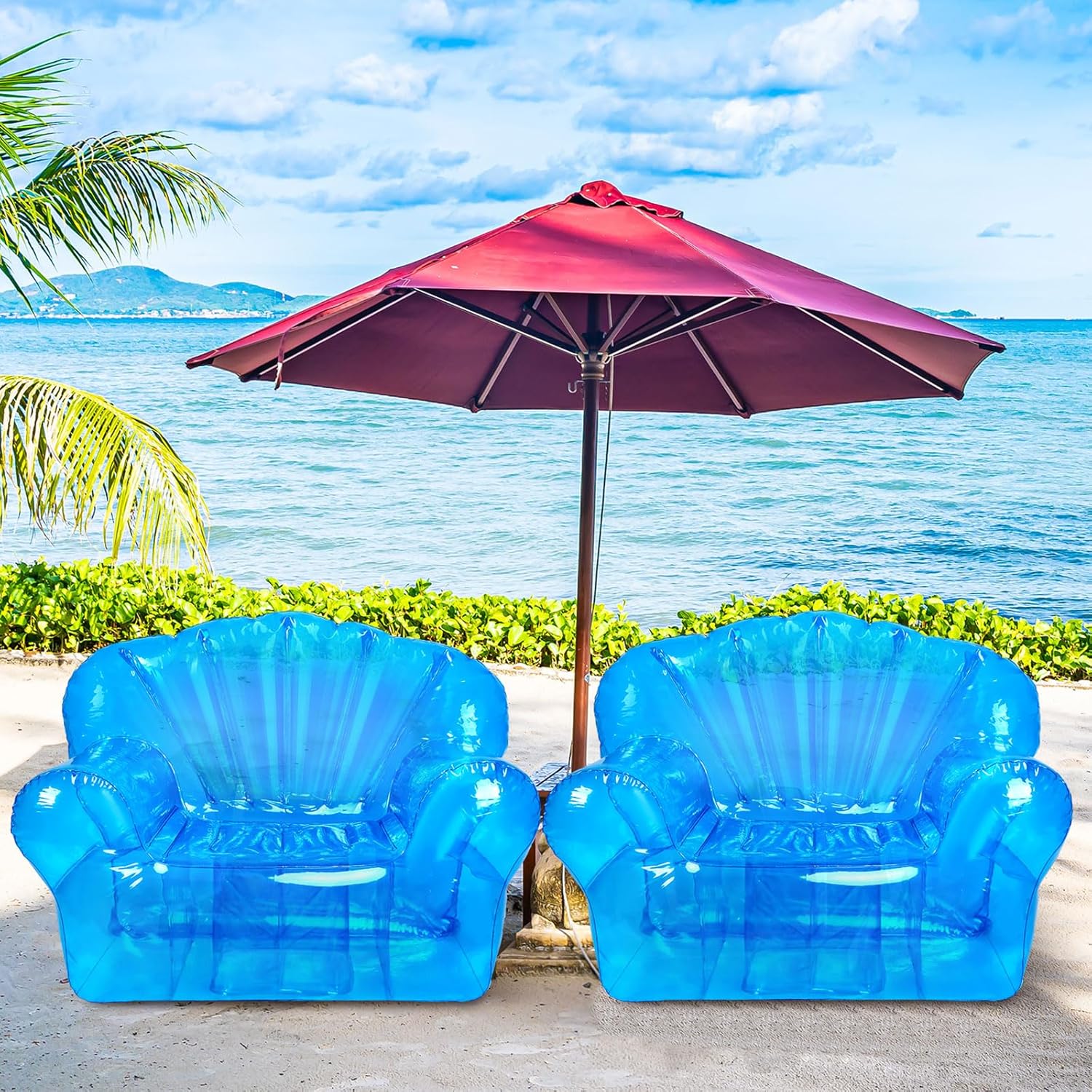 Amazon.com: Beeveer 2 Pcs 43.3 Inch Pool Inflatable Chairs Transparent ...