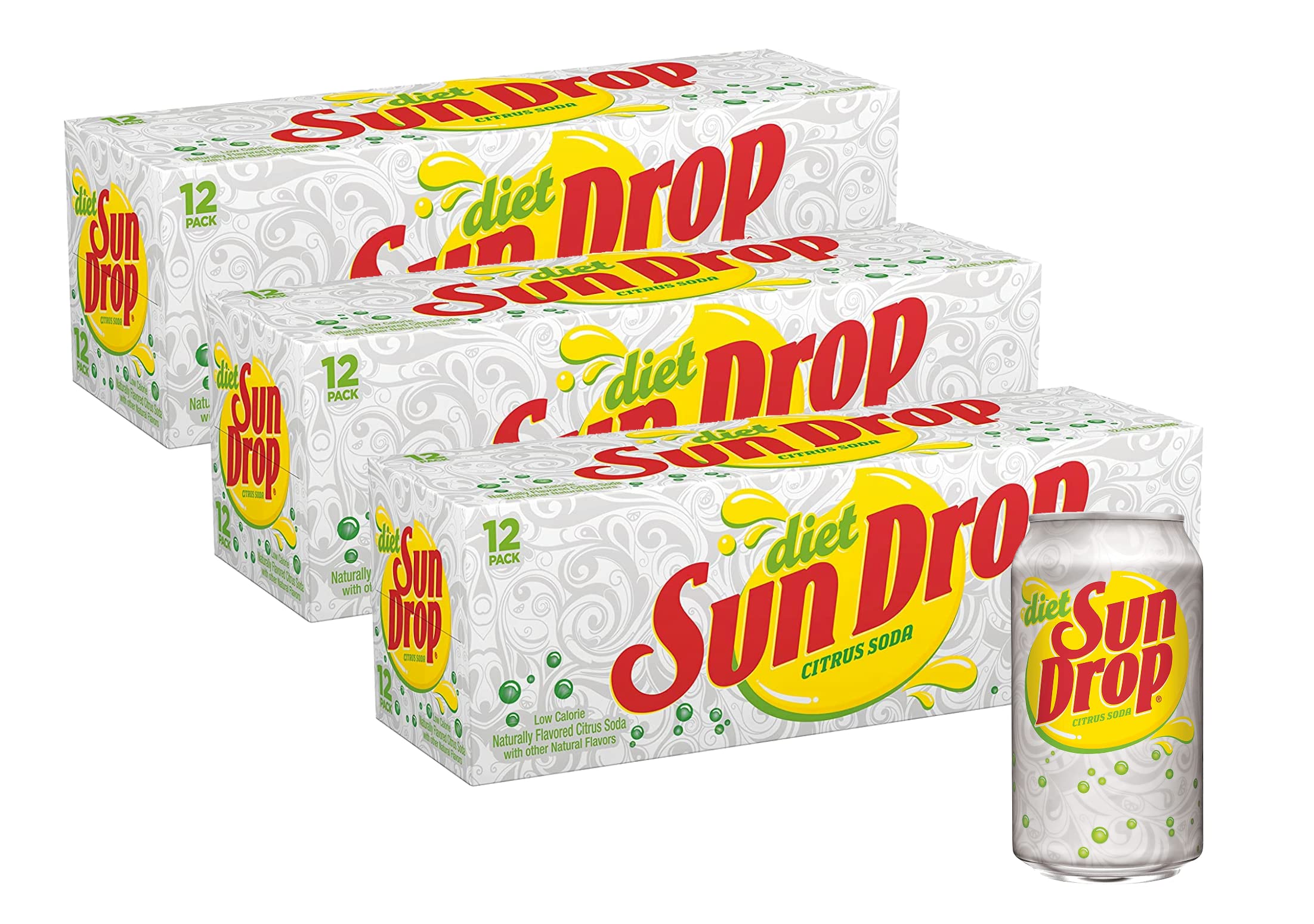 Amazon.com : Diet Sun Drop Citrus Soda Soft Drink Cans - 3 Cases (36 ...