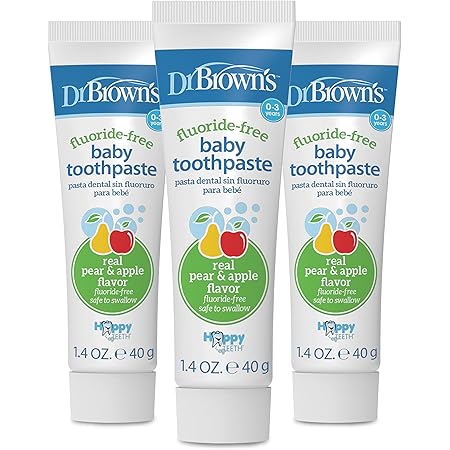 Amazon.com: Dr. Brown’s Fluoride-Free Baby Toothpaste, Safe to Swallow ...