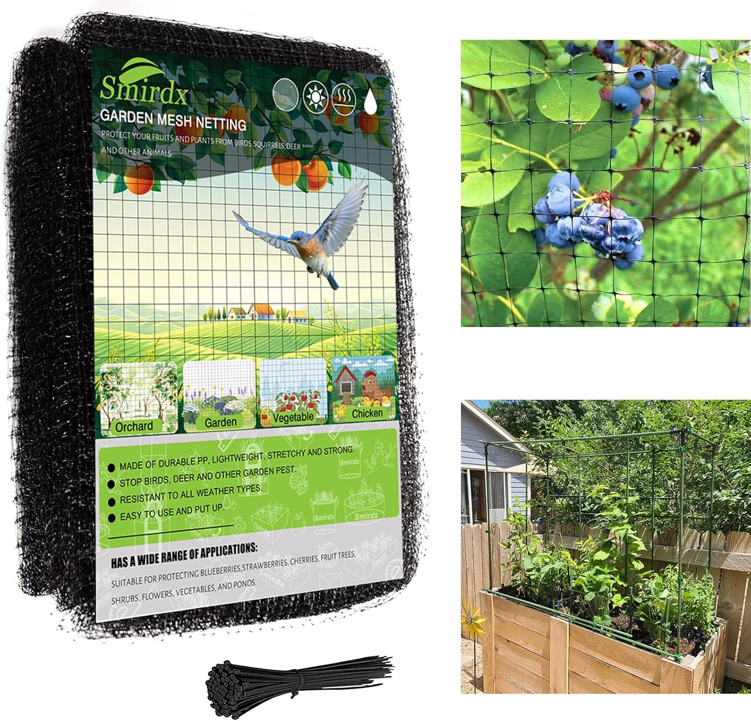 Amazon.com : Thicken Garden Mesh Netting with 50 Pack Zip Ties, 7 x 100 ...