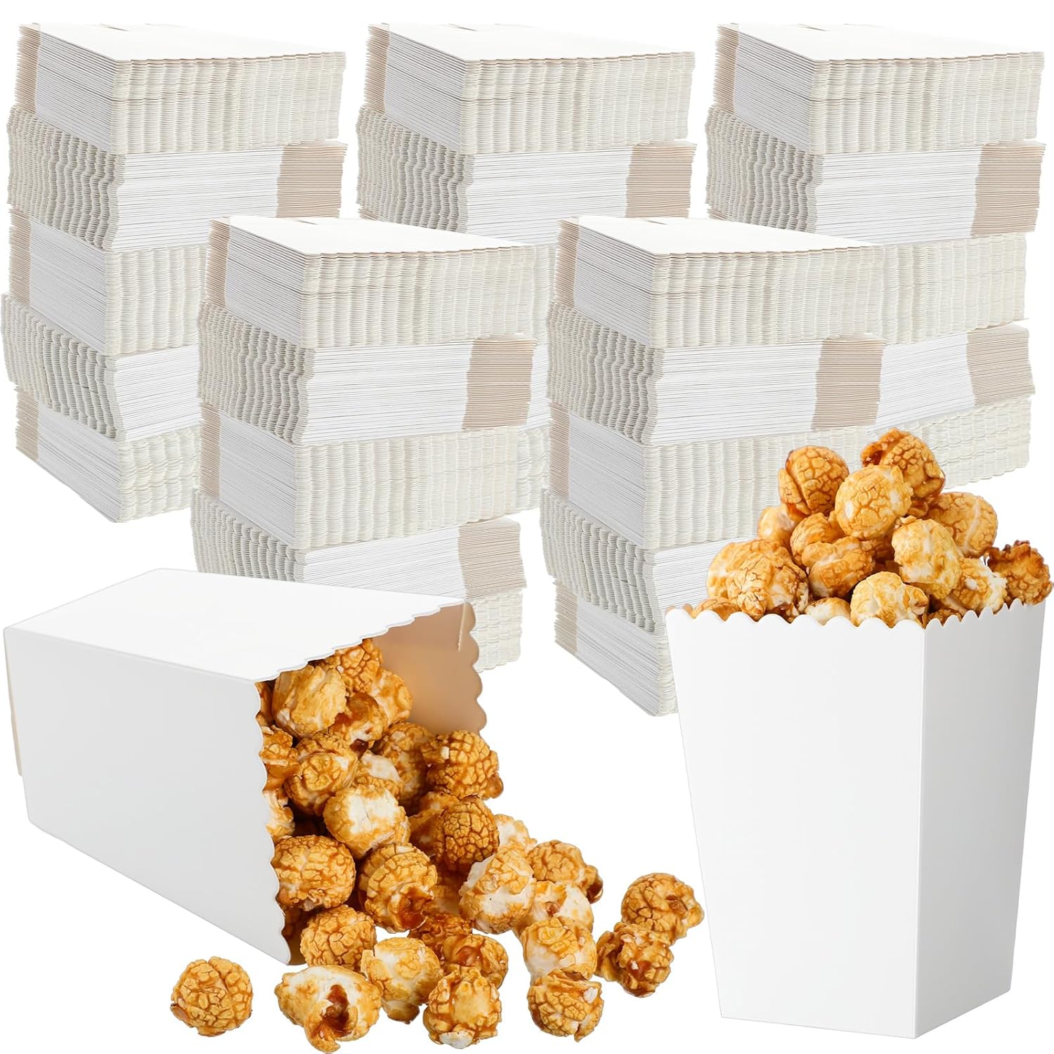 Amazon.com: Dandat 500 Pcs White Popcorn Boxes Mini Paper Popcorn Box ...