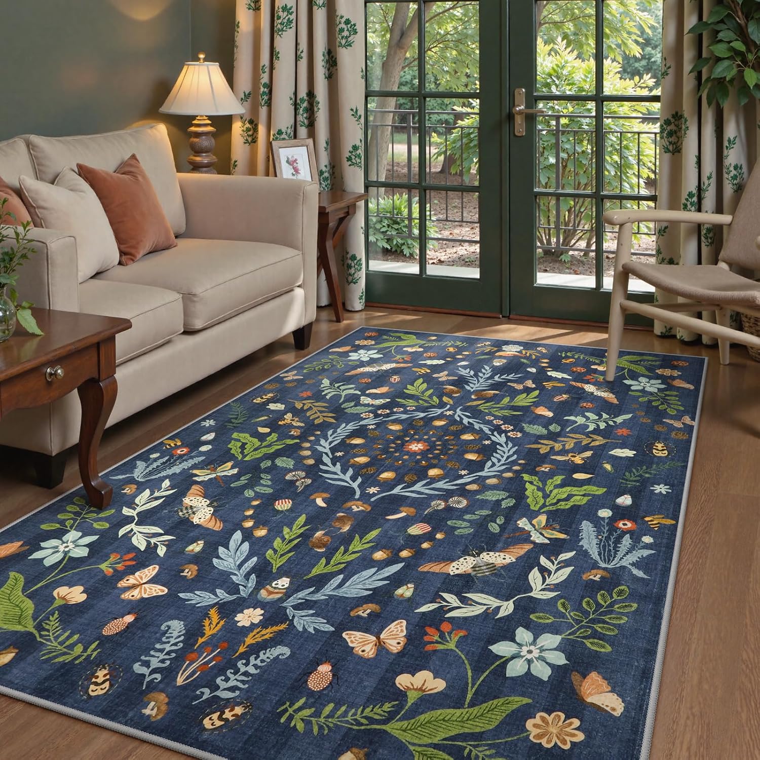 Amazon.com: Lahome Insect Botanical Washable 5x7 Area Rugs for Living ...