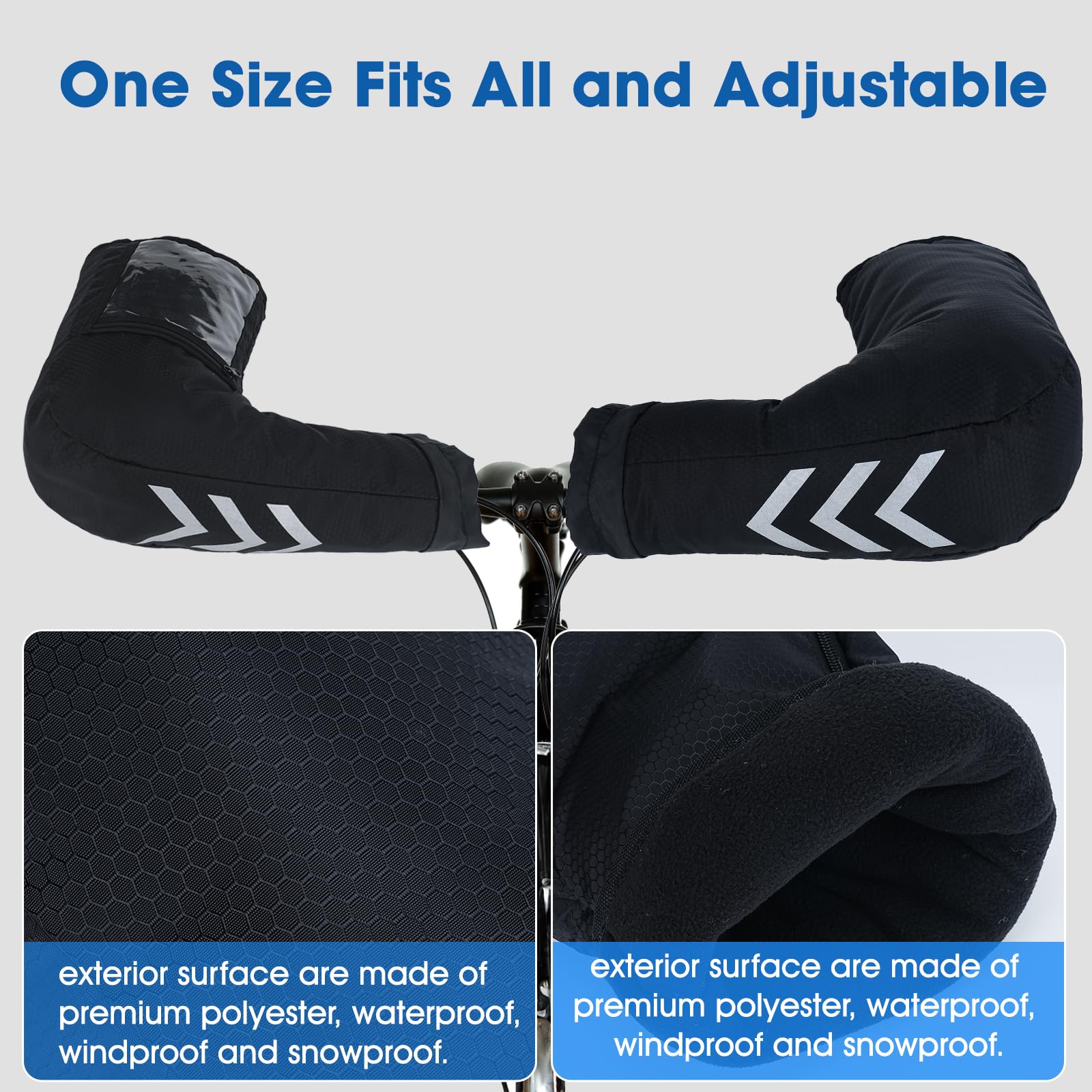 Winter Bike Wilitto 2Pcs Handlebar Mittens, Snowmobile Hand Warmers ...