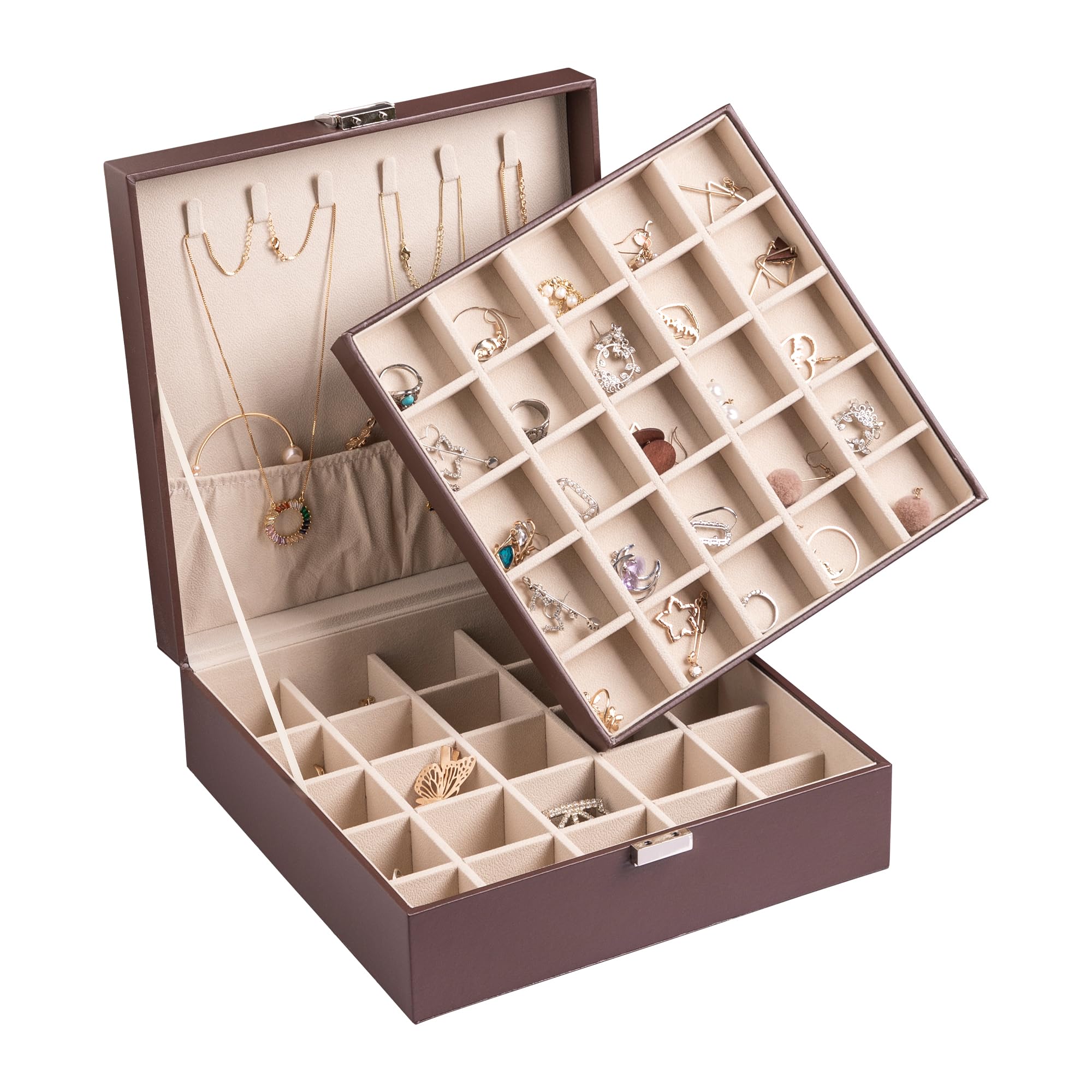 Amazon.com: Frebeauty Earring Organizer Classic Jewelry Box 50 Slots ...