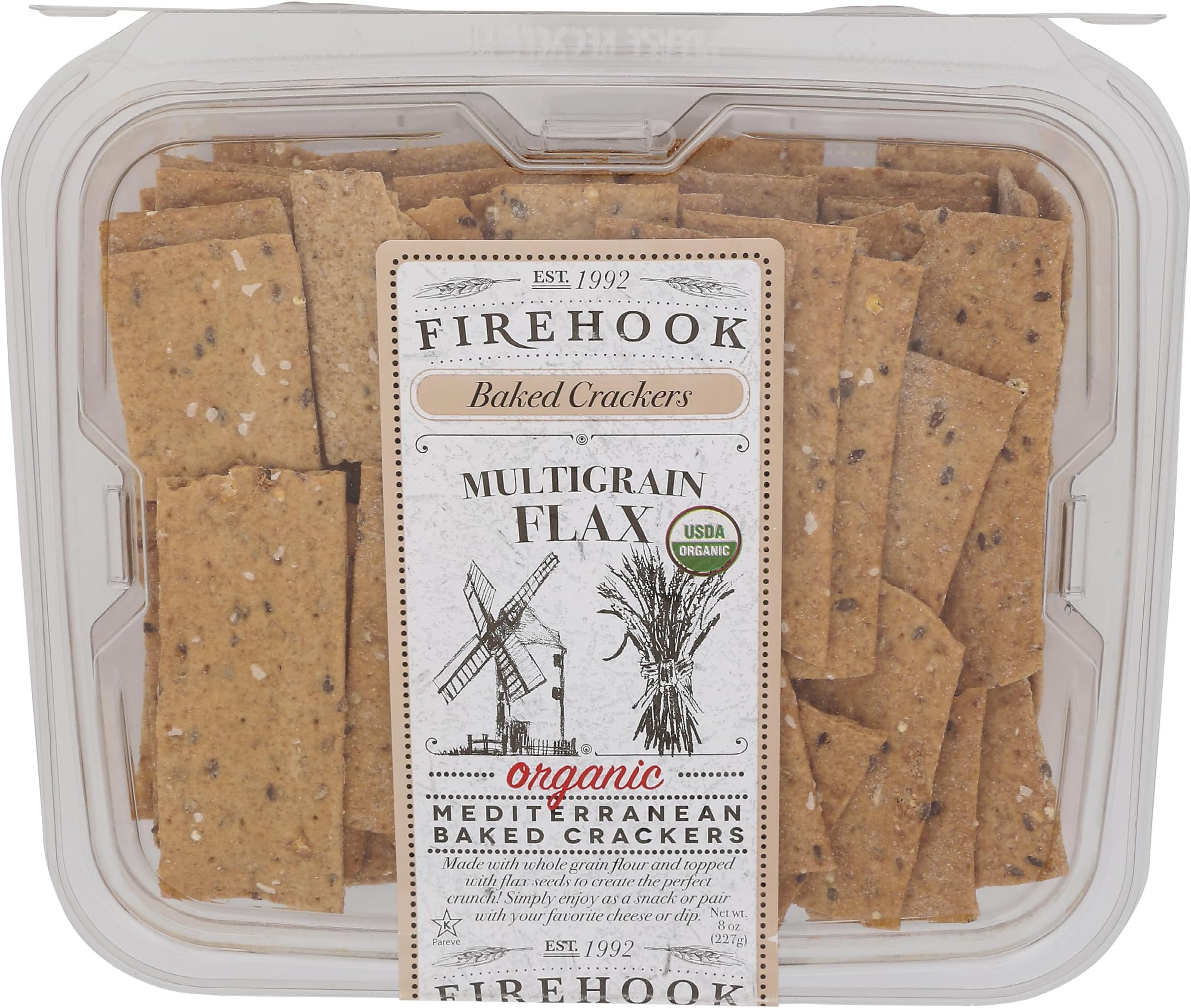 Amazon.com: Firehook Baked Crackers Multigrain Flax Crackers, 8 Oz