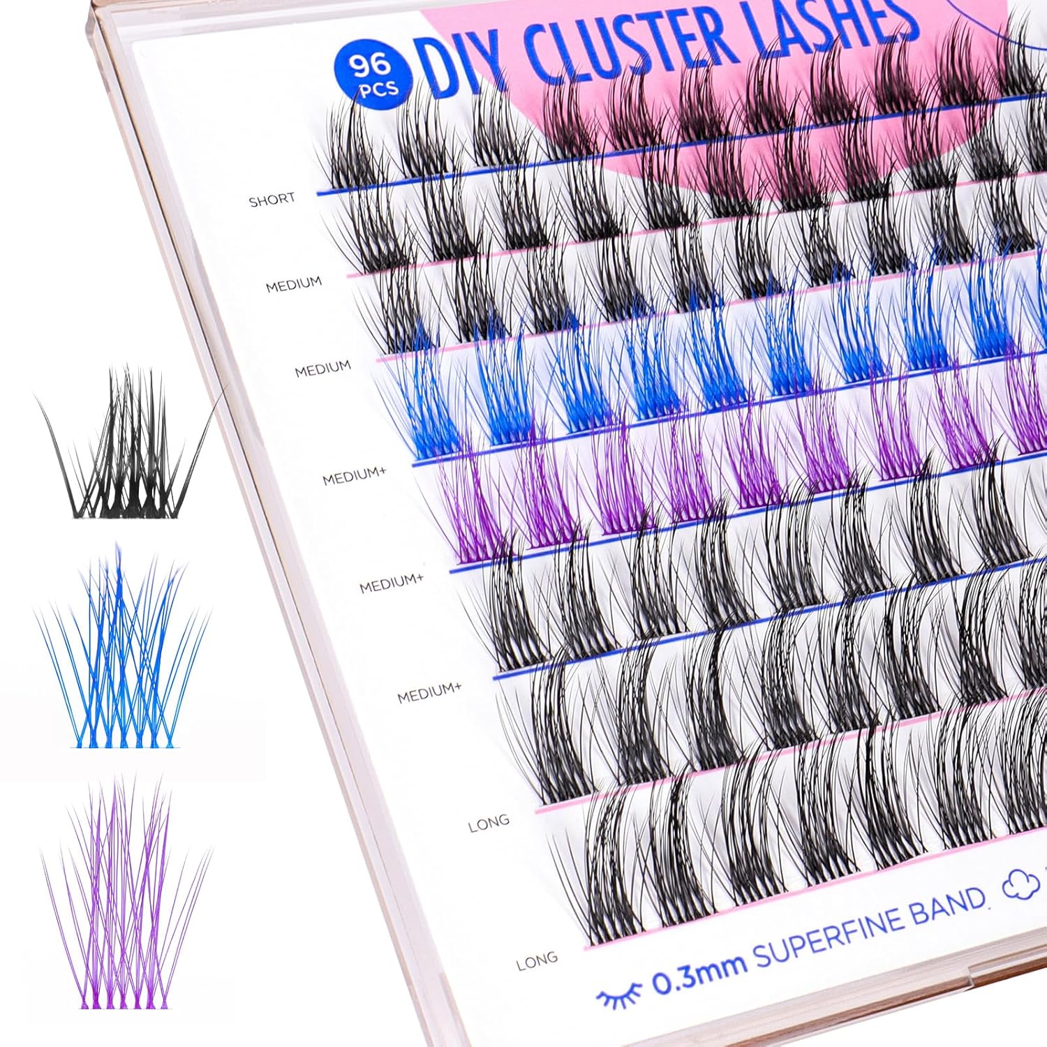 Amazon.com: Bepholan Lash Clusters Colored 96pcs DIY Eyelash Extension ...