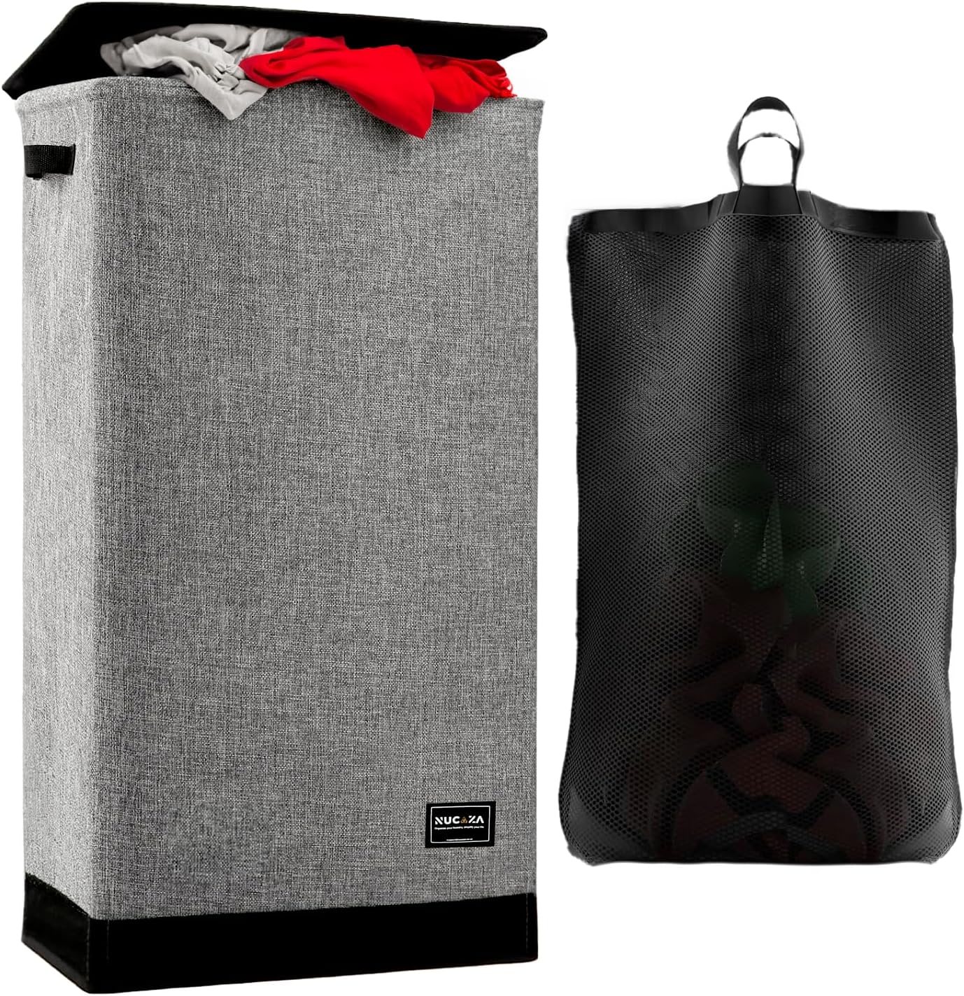 Uross Laundry Hamper with Lid- 100L Large Laundry Basket with Bamboo ...