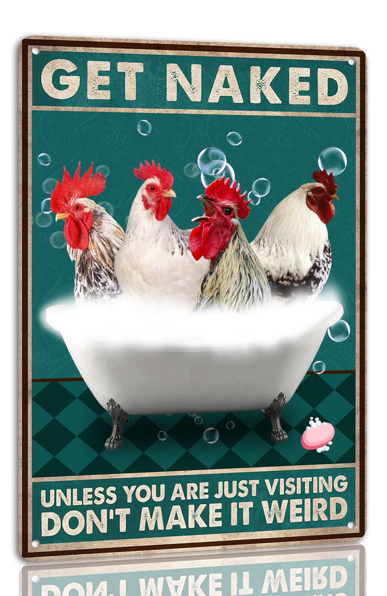 Amazon.com : Chicken Bathroom Decor Funny Bathroom Quote Metal Tin Sign ...