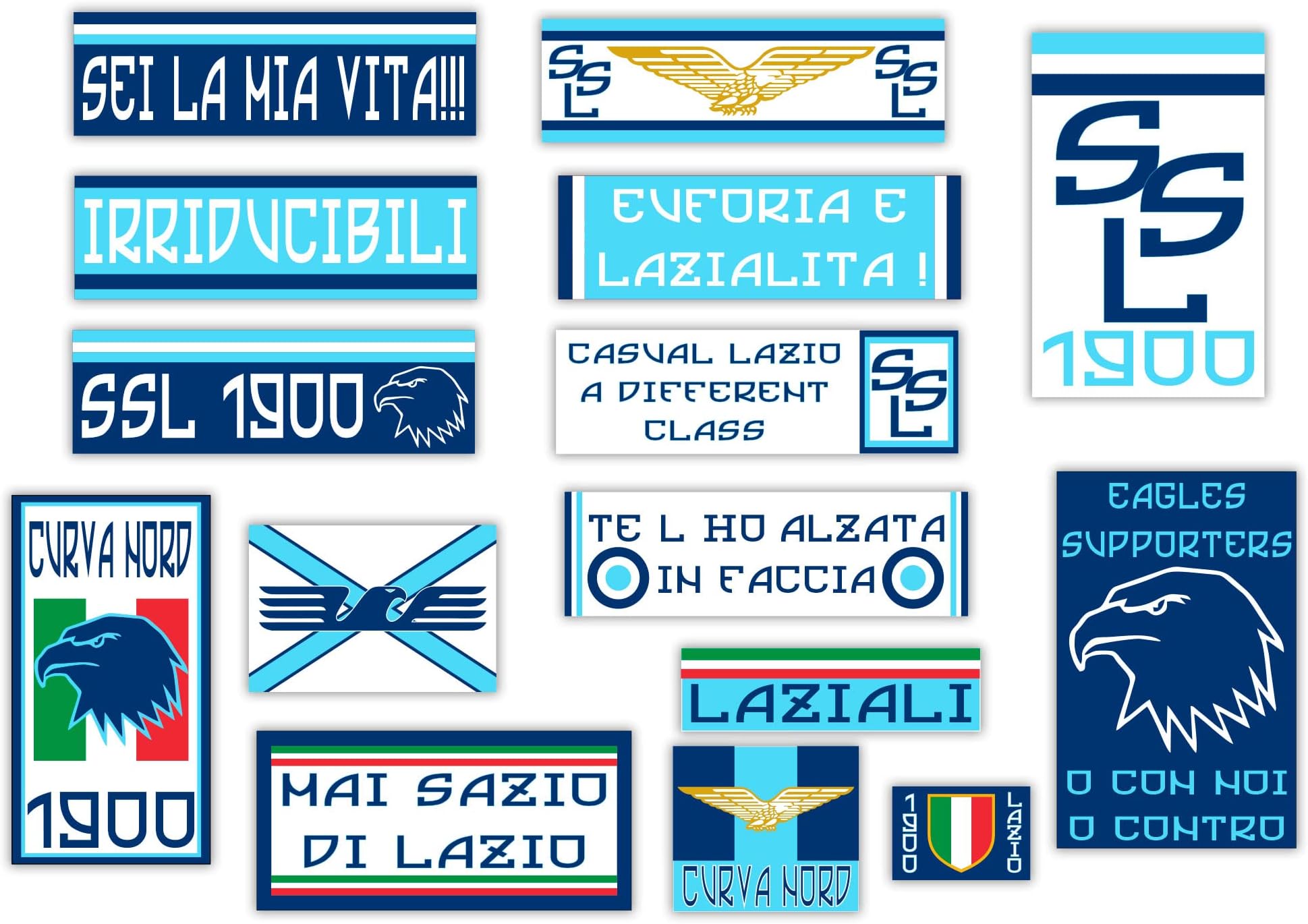 GamesMonkey® - Kit 15 Adesivi Ultras - Lazio - Campione Calcio Scudetto ...
