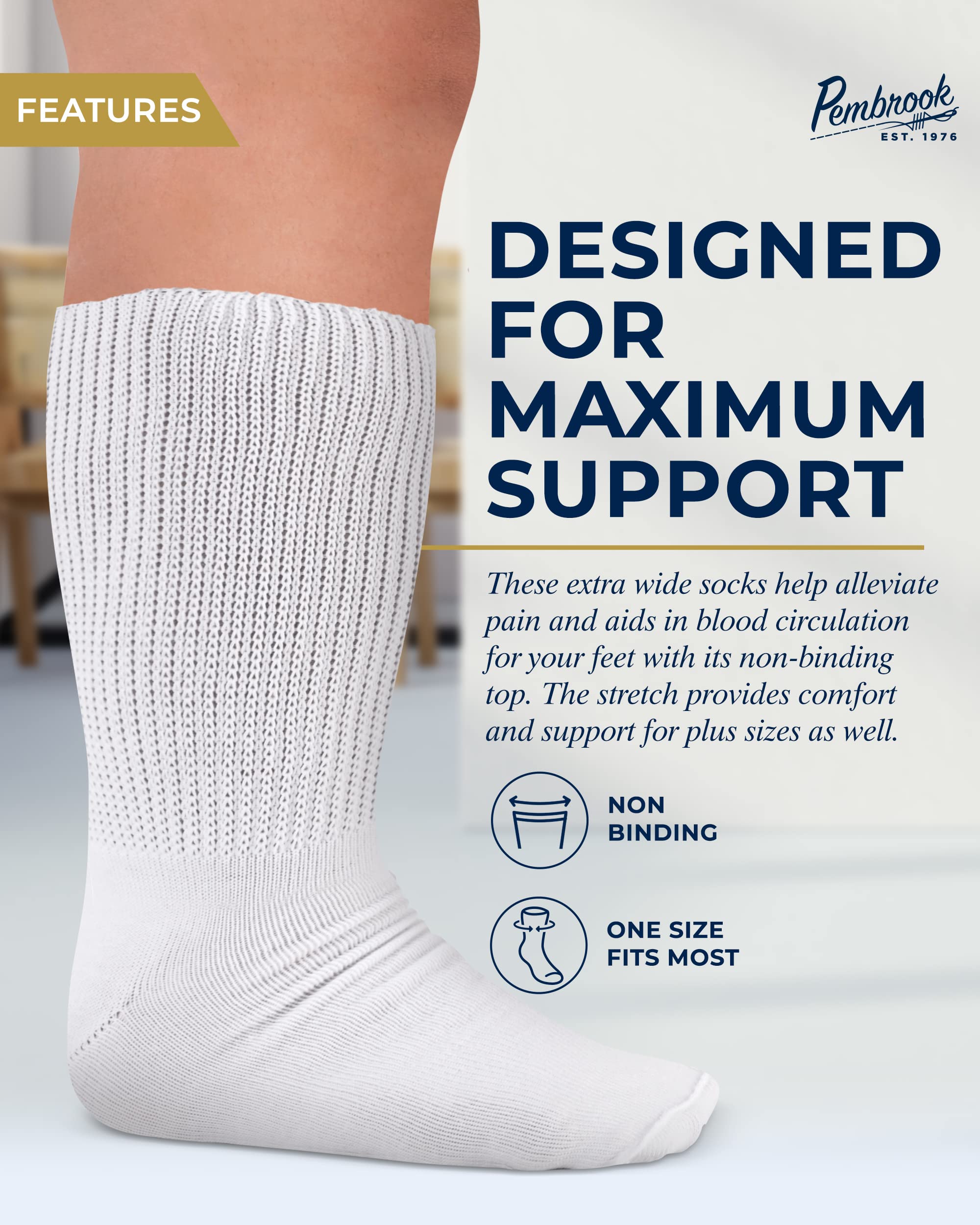 Snapklik.com : Pembrook Extra Wide Socks For Swollen Feet