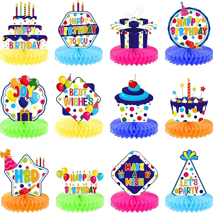 Amazon.com: KatchOn, Colorful Happy Birthday Centerpieces For Tables ...