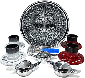 Amazon.com: 14x7 Rev 100 Spokes All Chrome Lowrider Wire Wheel Rims ...