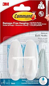 Command Bath Designer Hooks, White, Water Resistant - 2 Medium Hooks ...