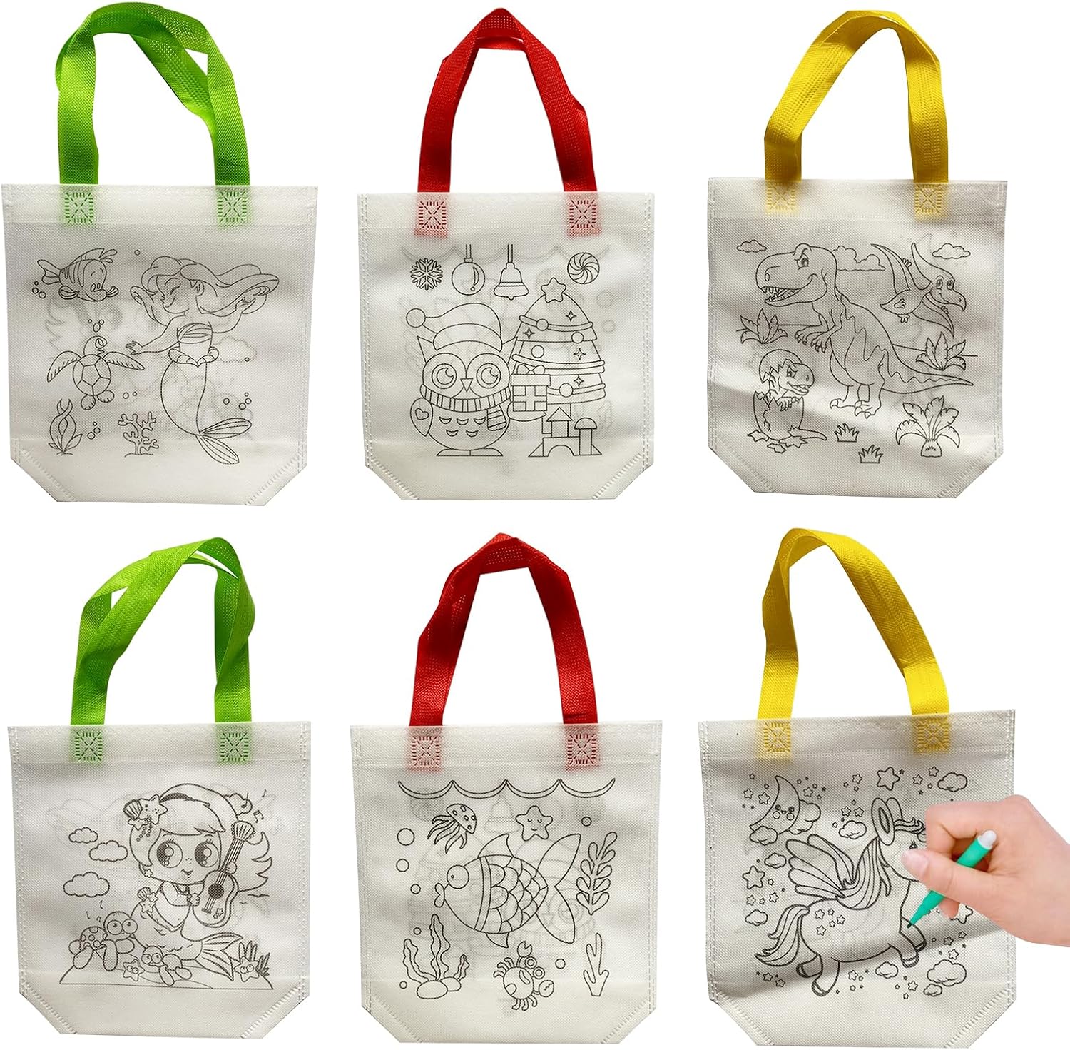 Auch 50pcs Cute Coloring Goodie Bags for Birthday Party Reusable ...