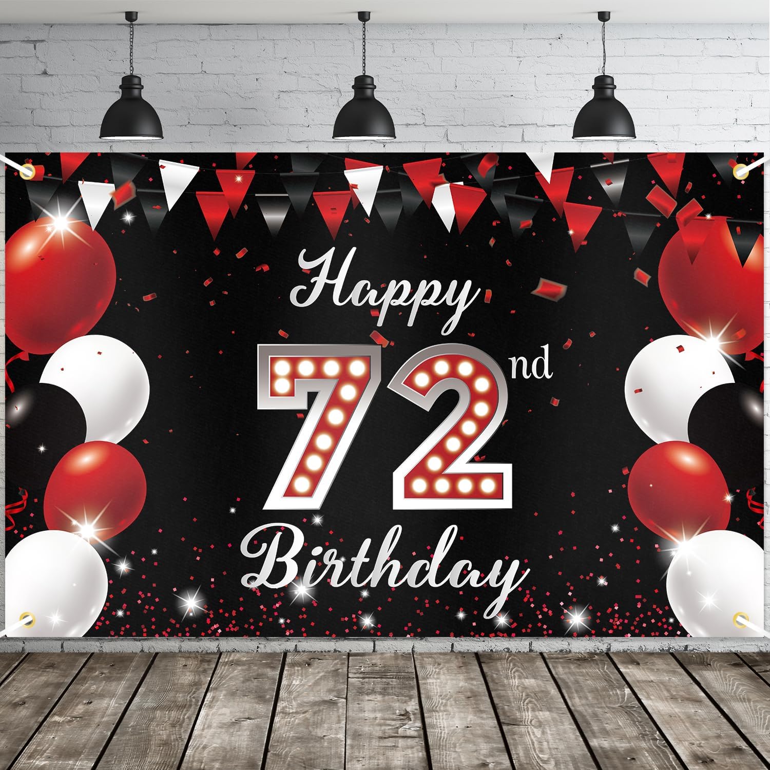 Amazon.com: JOYKY Happy 72nd Birthday Banner, Red Black Party Decorations for Men Women, 72 Year ...