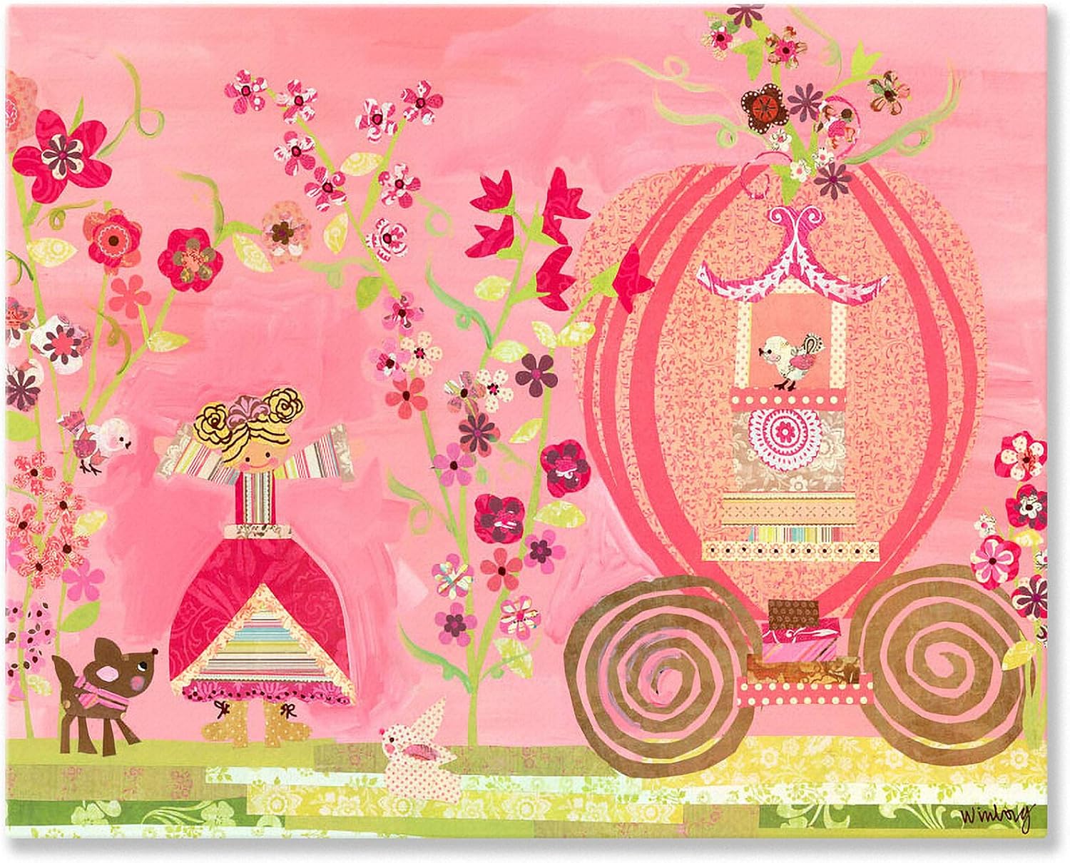 Amazon.com: Oopsy daisy Pumpkin Carriage Stretched Canvas Wall Art by ...