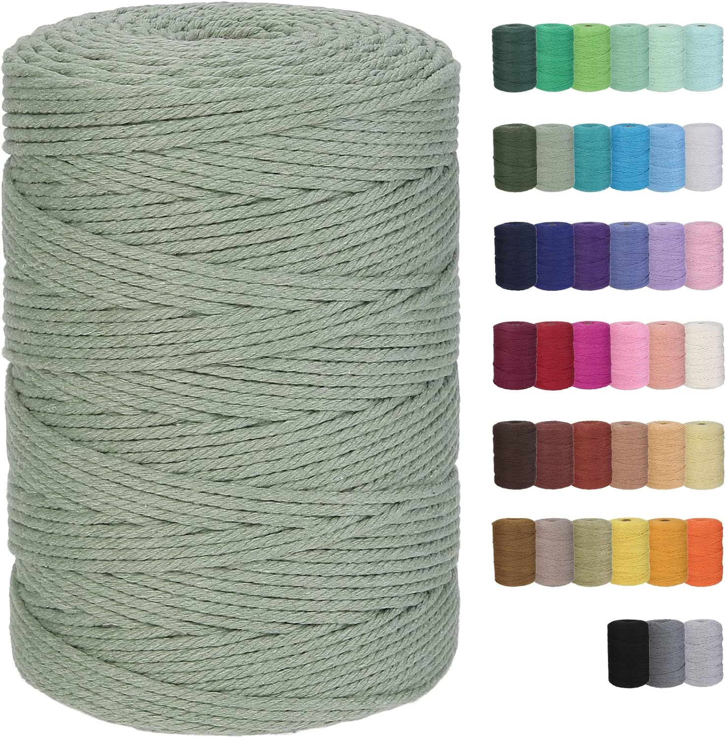 Amazon.com: GOHOF Cotton Macrame Cord 3mm 328yards Natural Colored ...