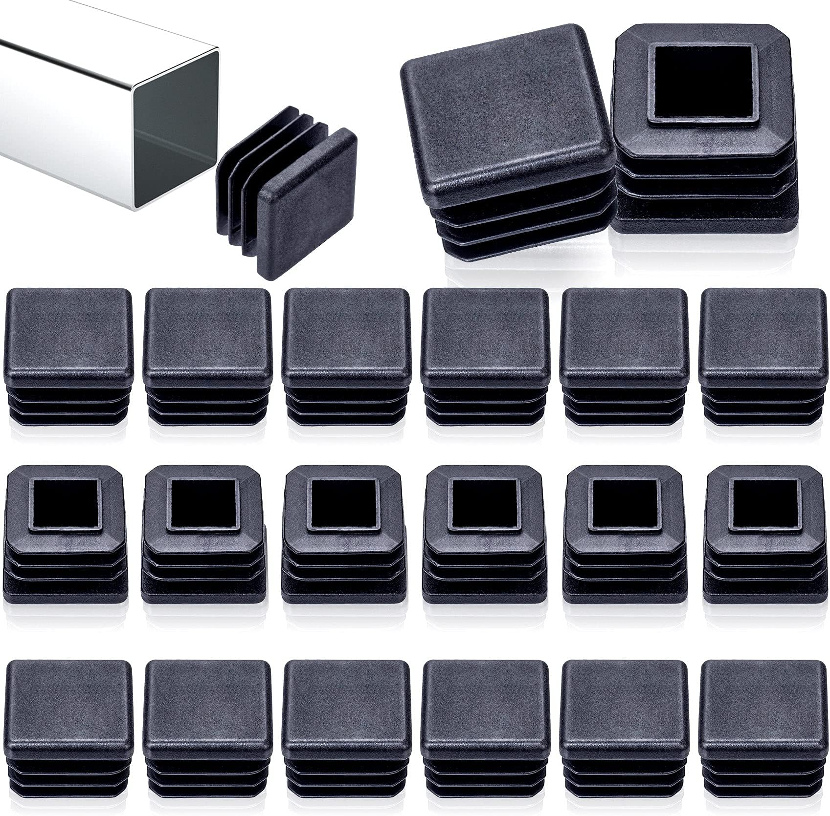ANCIRS 18 Pack 25x25mm Square Chair End Caps, Tubing Plug Cap for ...