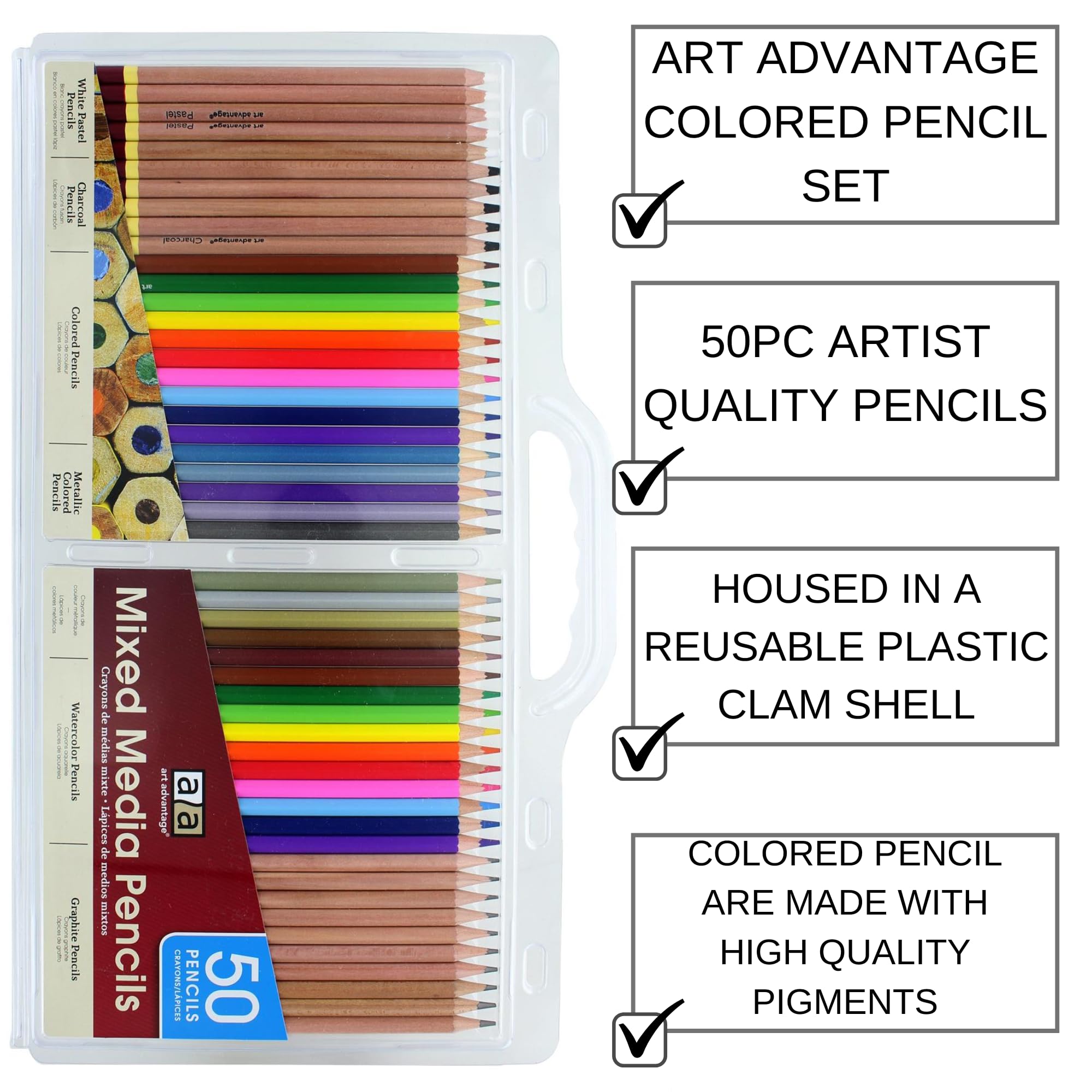 Snapklik.com : Art Advantage Mixed Media Pencil Set 50pc Colored Pencils