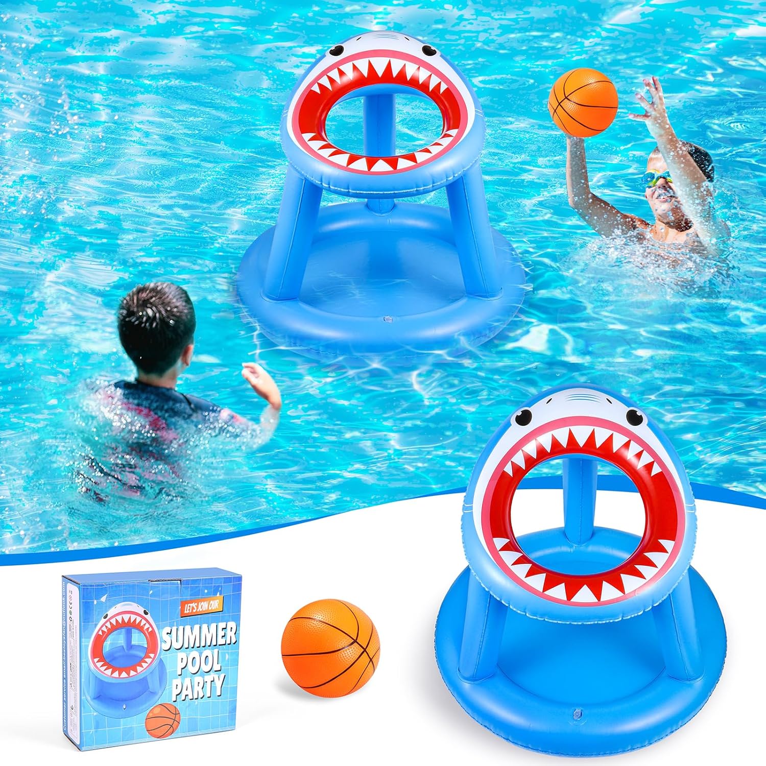 Pool Basketball Hoop Games Toys, Toddler Basketball Hoop Indoor/Outdoor for Kids Adults with 1 ...