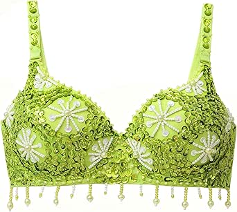 Amazon.com: ROYAL SMEELA Women Sequin Bra Beaded Top Sparkle Flower ...