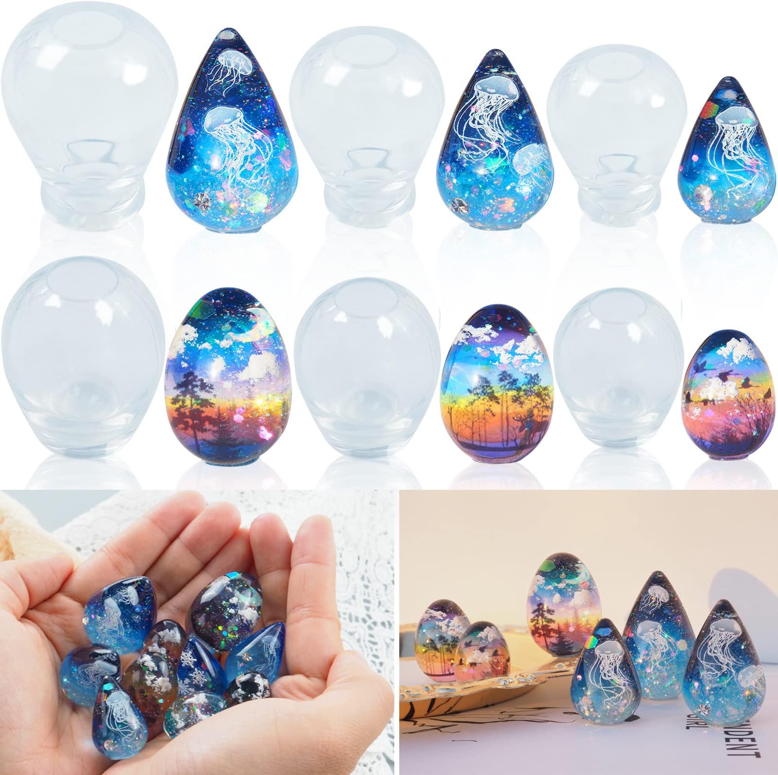 Amazon.com: Voaesdk 6 PCS Mini High Transparency Egg and Waterdrop ...