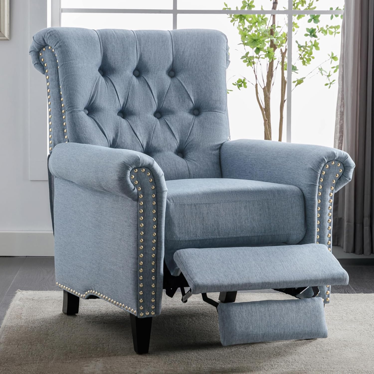 Amazon.com: Pushback Recliner Chair, Modern Button Tufted Wingback ...