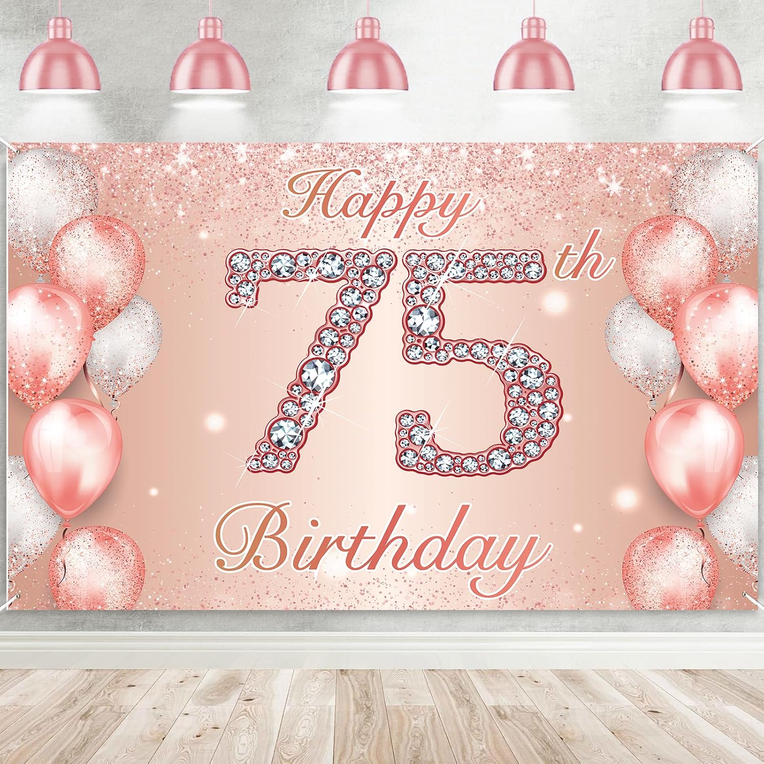 Amazon.com: Happy 75th Birthday Rose Gold Banner Cheers to 75 Years Old ...