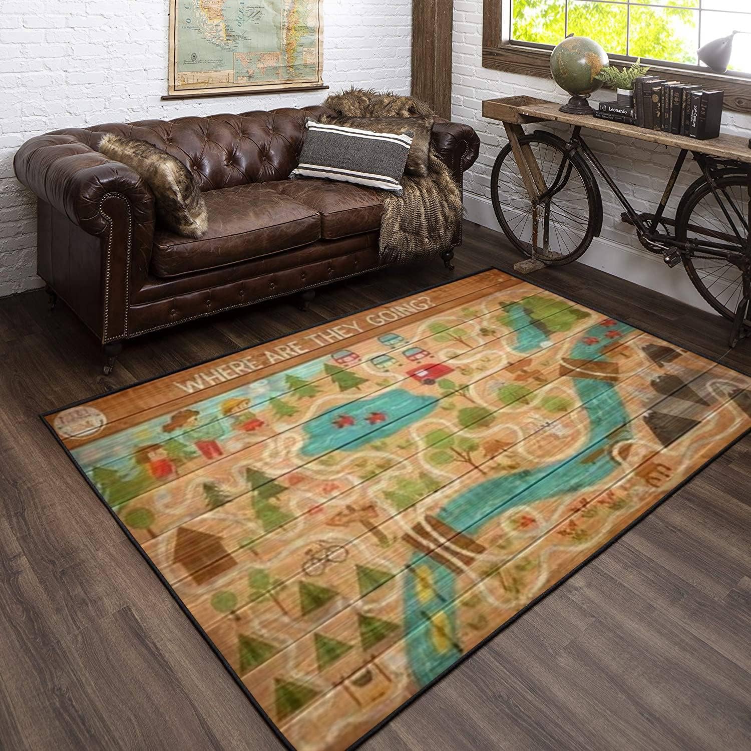 Amazon.com: Modern Home Kids Playroom Area Rugs Summer Camp Maze for ...