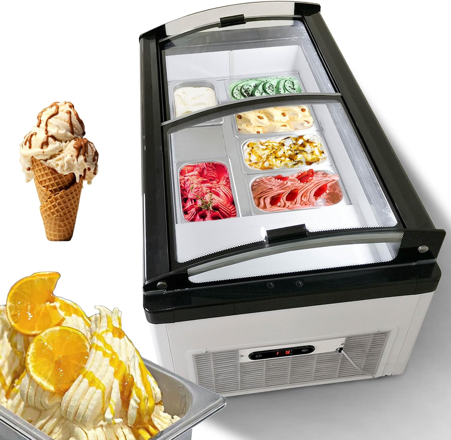 Amazon.com: Generic Yovtekc Commercial Hard Ice Cream Showcase with 6 ...