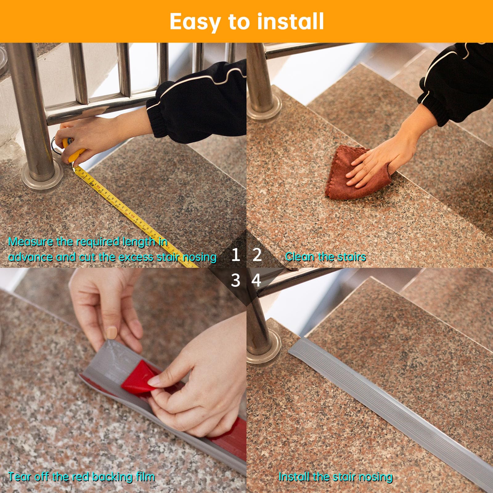 Snapklik.com : Stair Nosing,Self Adhesive Stair Edge Protector,Anti ...