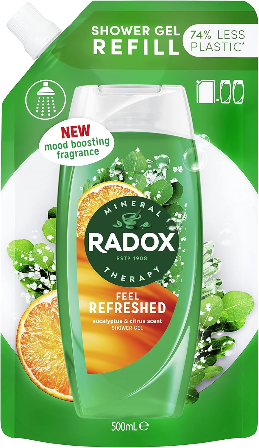 Radox Mineral Therapy Feel Refreshed Refill Pouch body wash pack of 10 ...