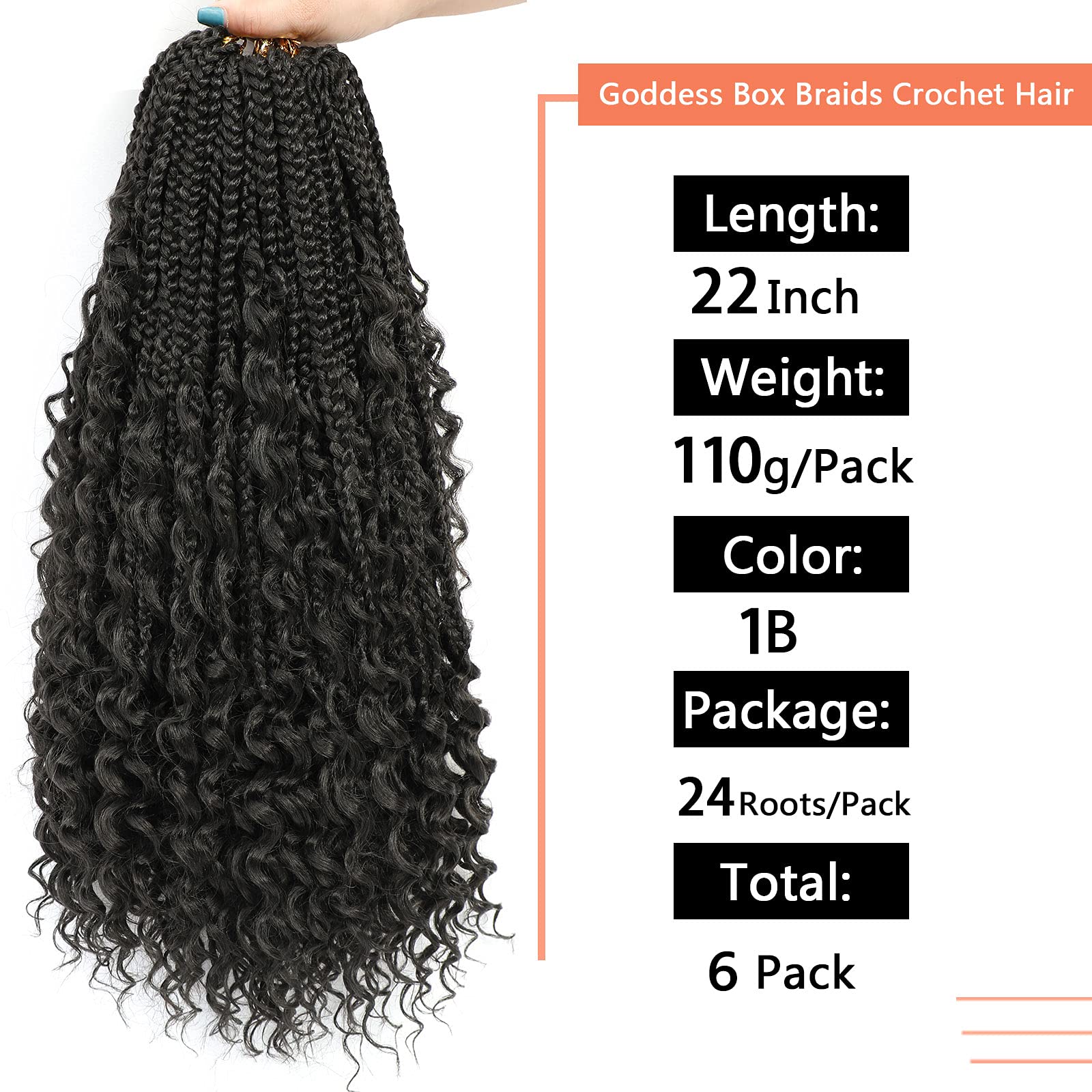 Crochet Box Braids Curly Ends 144 Strands 22 Inch Bohomian Crochet ...