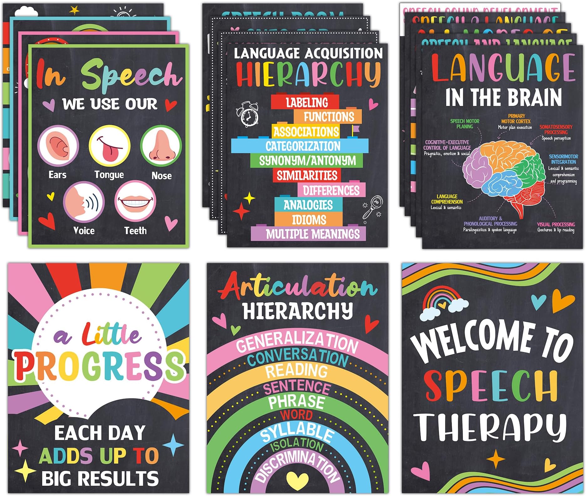 Amazon.com : Yiaoyinnz 16Pcs Speech Therapy Posters for Classroom ...