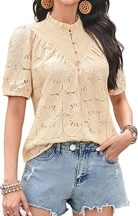 Amazon.com: Falechay Womens Tops Summer Hook Crochet Lace Blouses ...