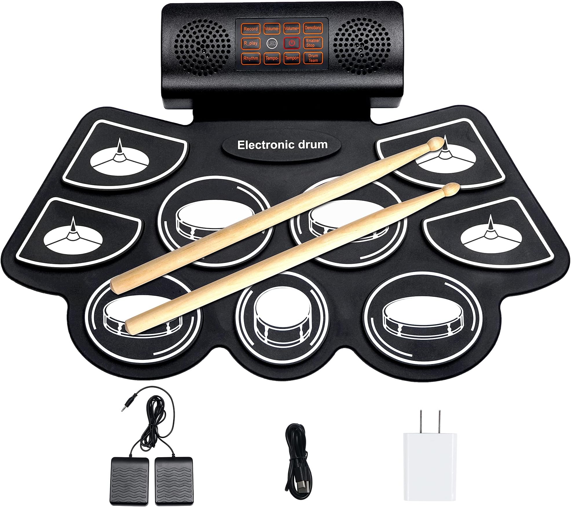 Amazon.com: 9 Pads Roll Up Drum Pad, Electronic Drum Set, Portable Drum ...