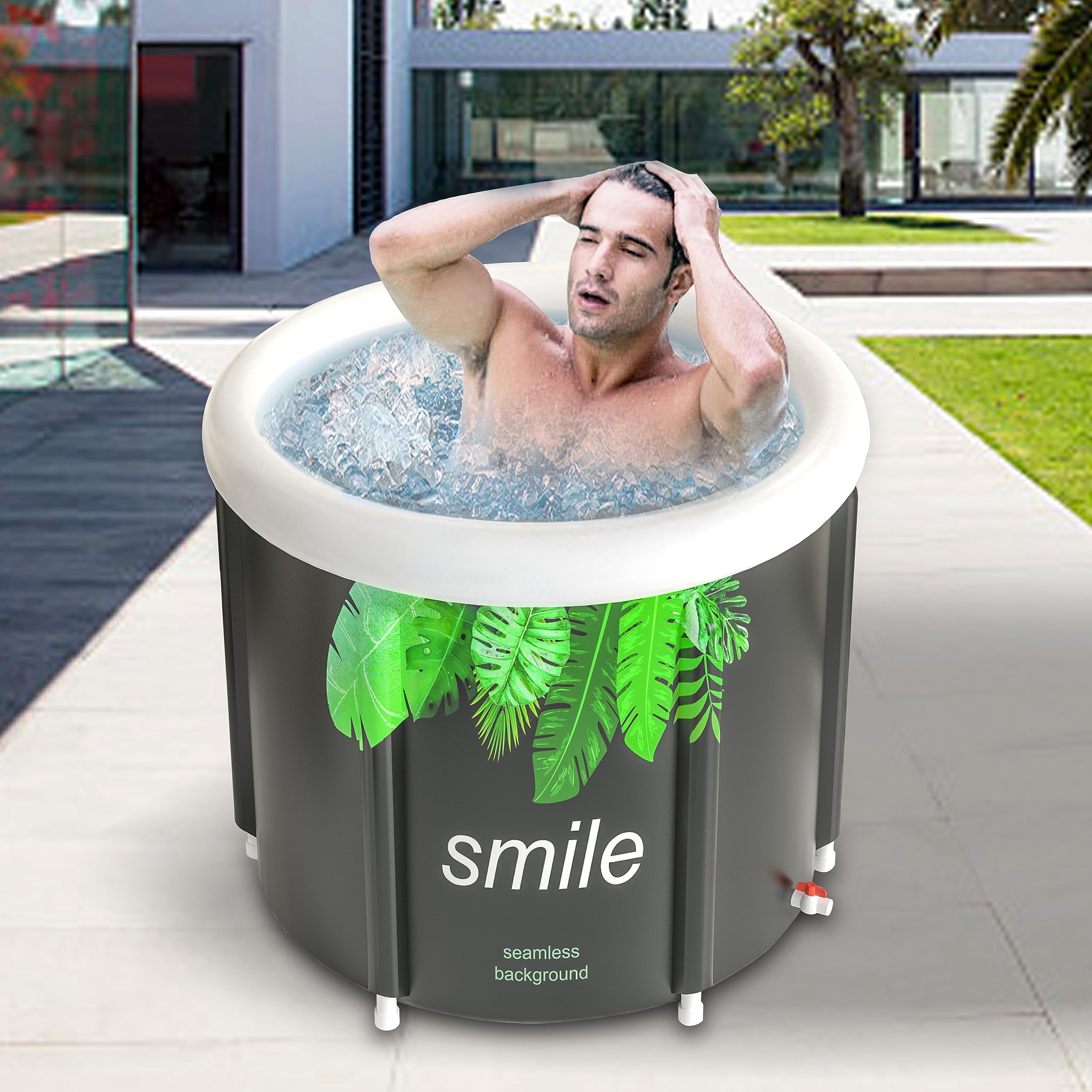 40" Portable Foldable Bathtub, Soaking Bathing Tub for Adults, Separate ...