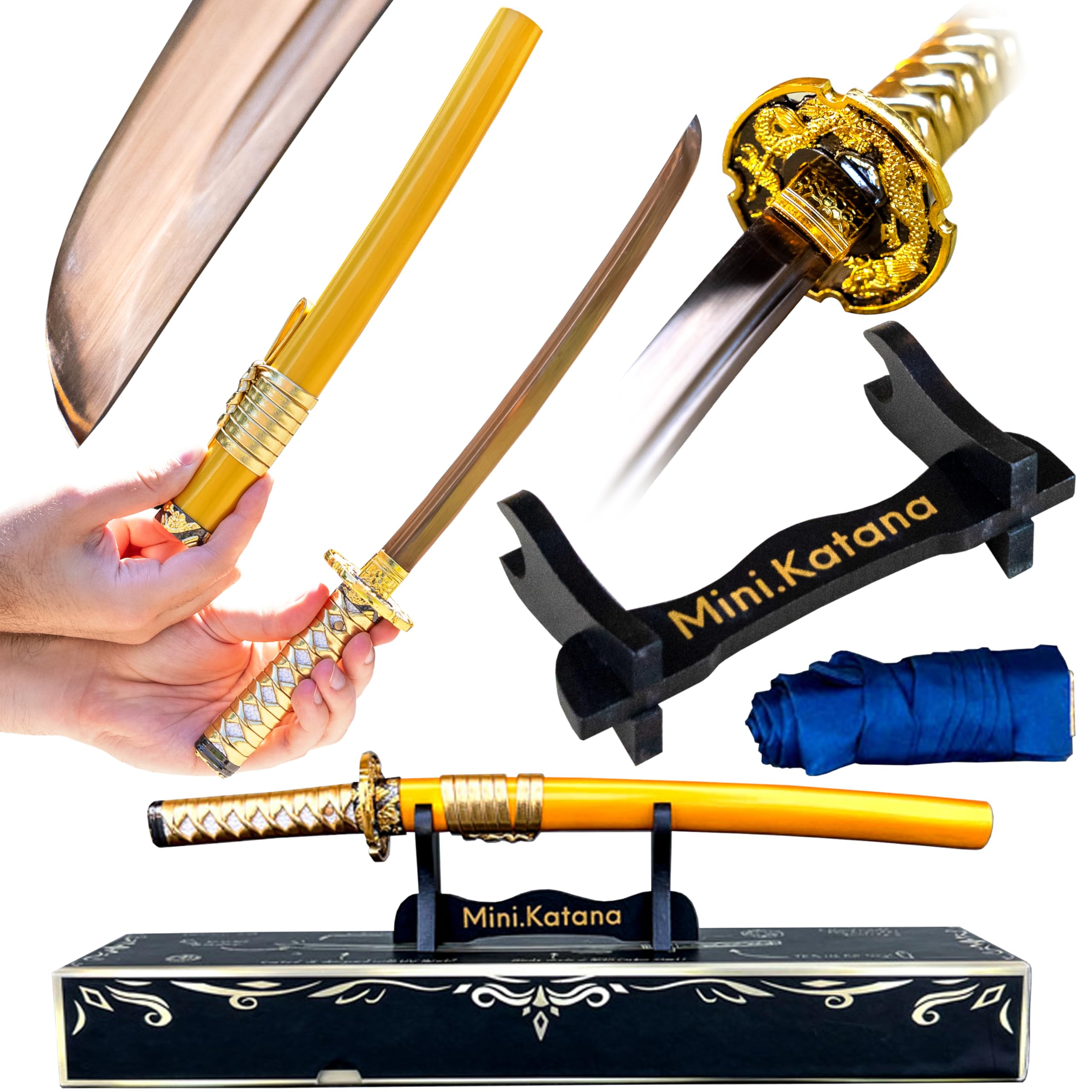 Buy Mini.Katana Like-Original Gold Dragon Mini Katana - 15" Hand-Made Semi-Sharp 1095 Carbon ...