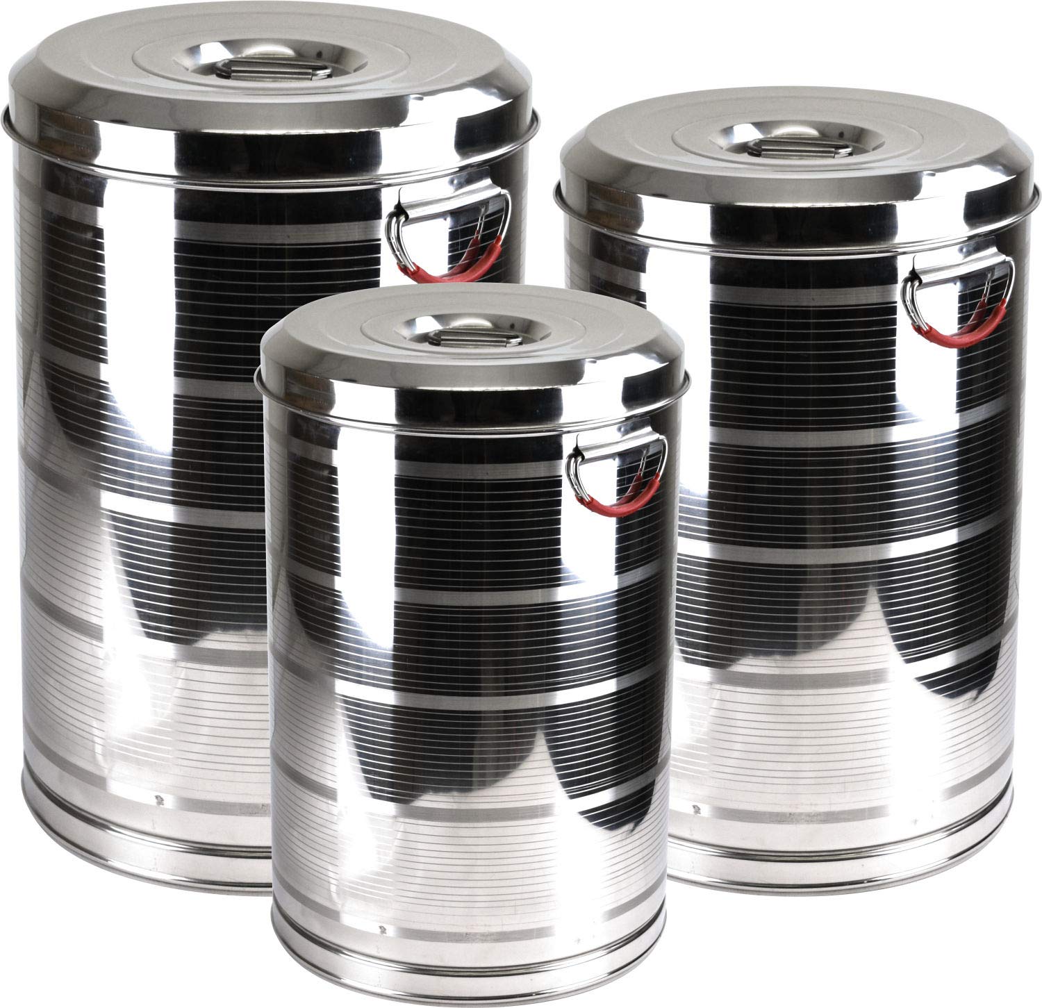 Large Stainless Steel Drum Storage Cannisters (34/37/39cm 3pc) : Amazon ...