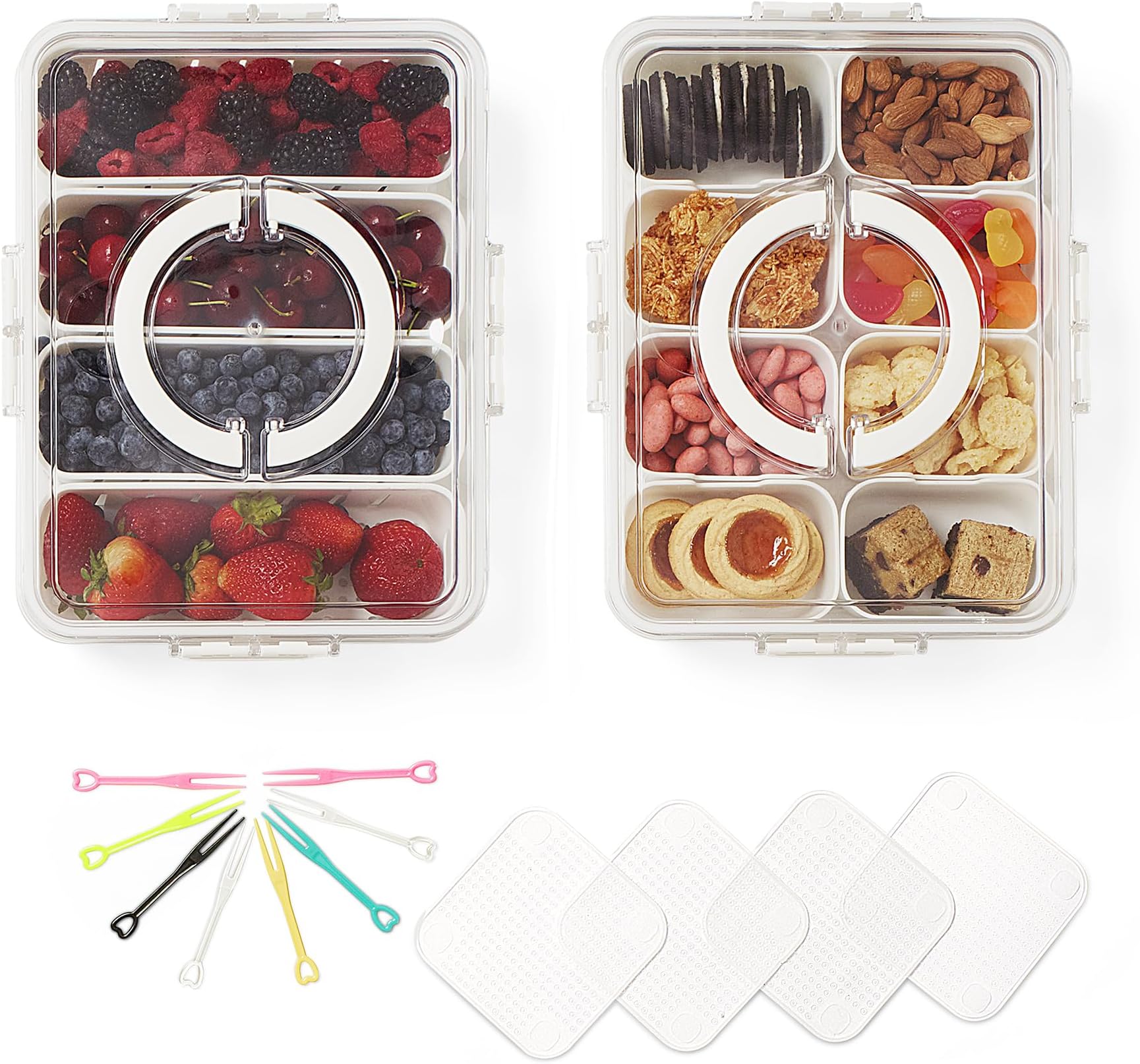 Amazon.com: Eanpet 2Pack Divided Veggie Tray with Lid and Handle 8 ...