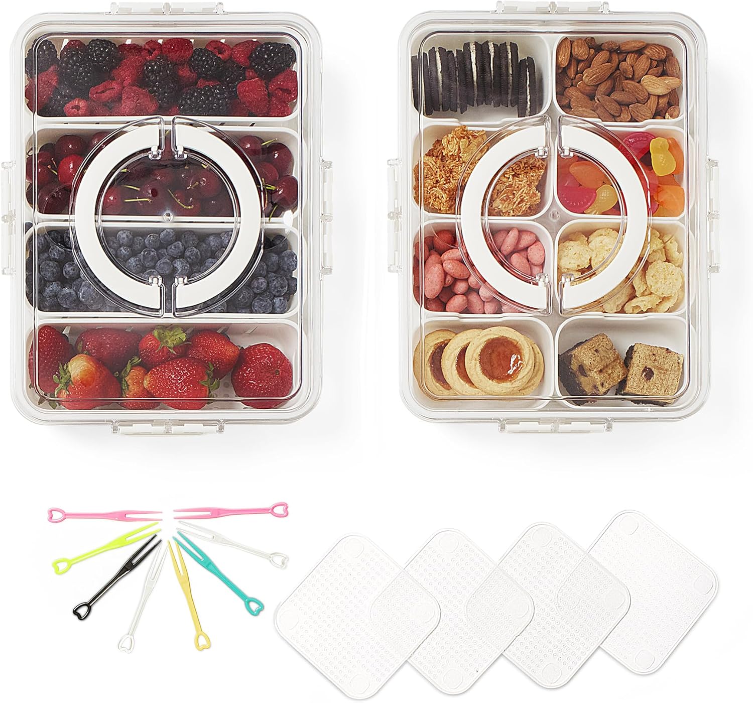 Amazon.com: Gorgania 2 Pack Divided Serving Tray with Lid and Handle ...