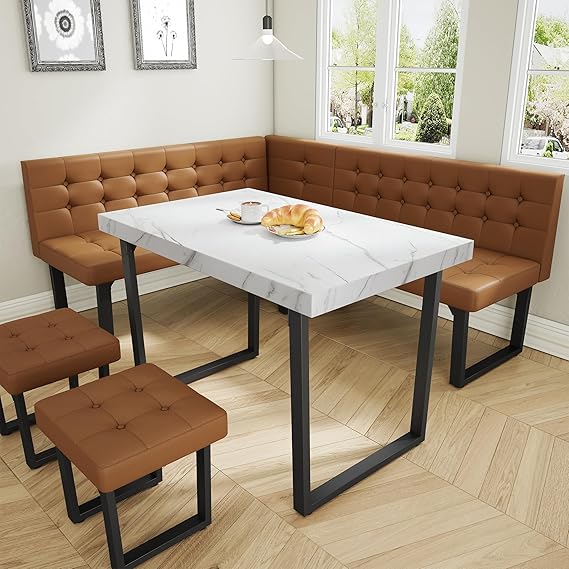 Amazon.com - Modern Corner Dining Table Set, 72 Inch Breakfast Nook ...