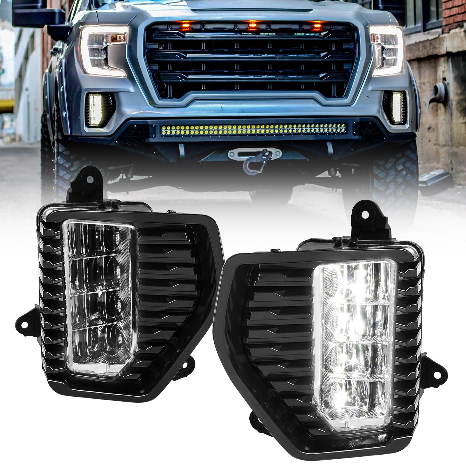Amazon.com: VLINCAR LED Fog Lights Pair for GMC Sierra 1500 2019 2020 ...
