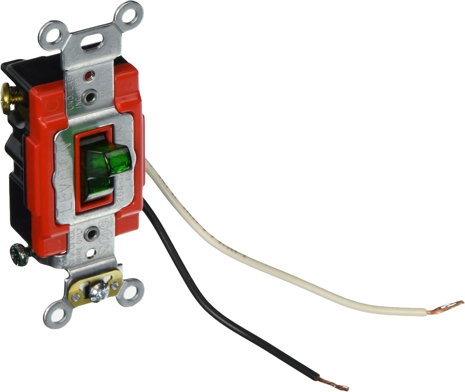 Leviton 1223-PLG 20-Amp, 120 Volt, Toggle Pilot Light, Illuminated On ...