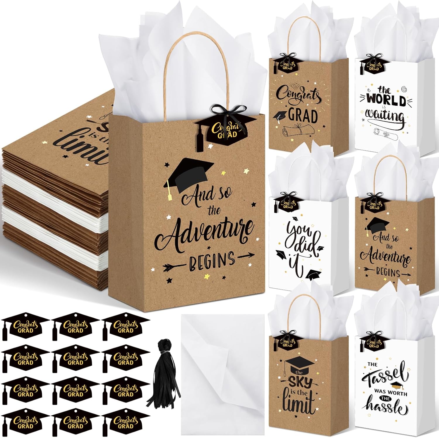 Amazon.com: Saypacck 50 Pcs Graduation Gift Bags with Handle Tag and ...