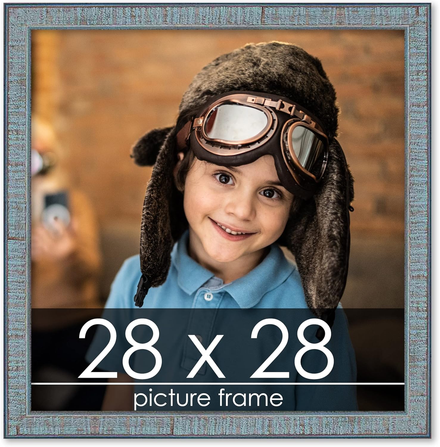 Amazon.com - Poster Palooza 28x28 Frame Blue Distressed/Aged Solid Wood ...