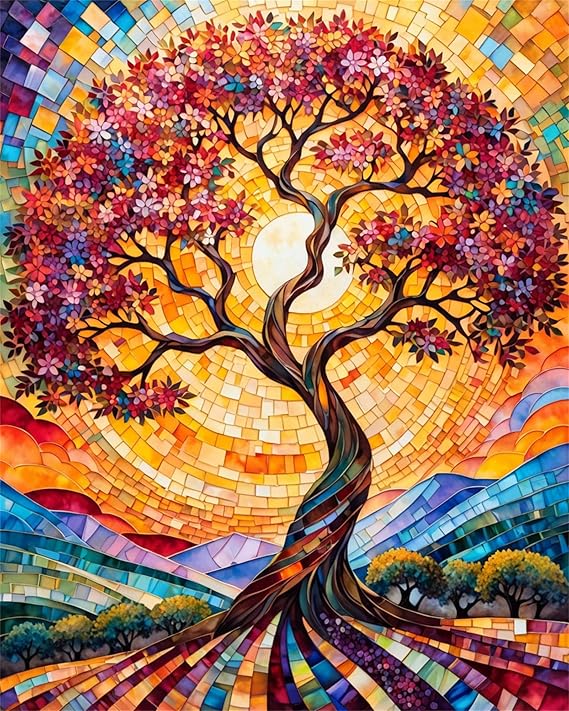 Amazon.com: ldazao Tree of Life Abstract Paint By Numbers Kit for ...