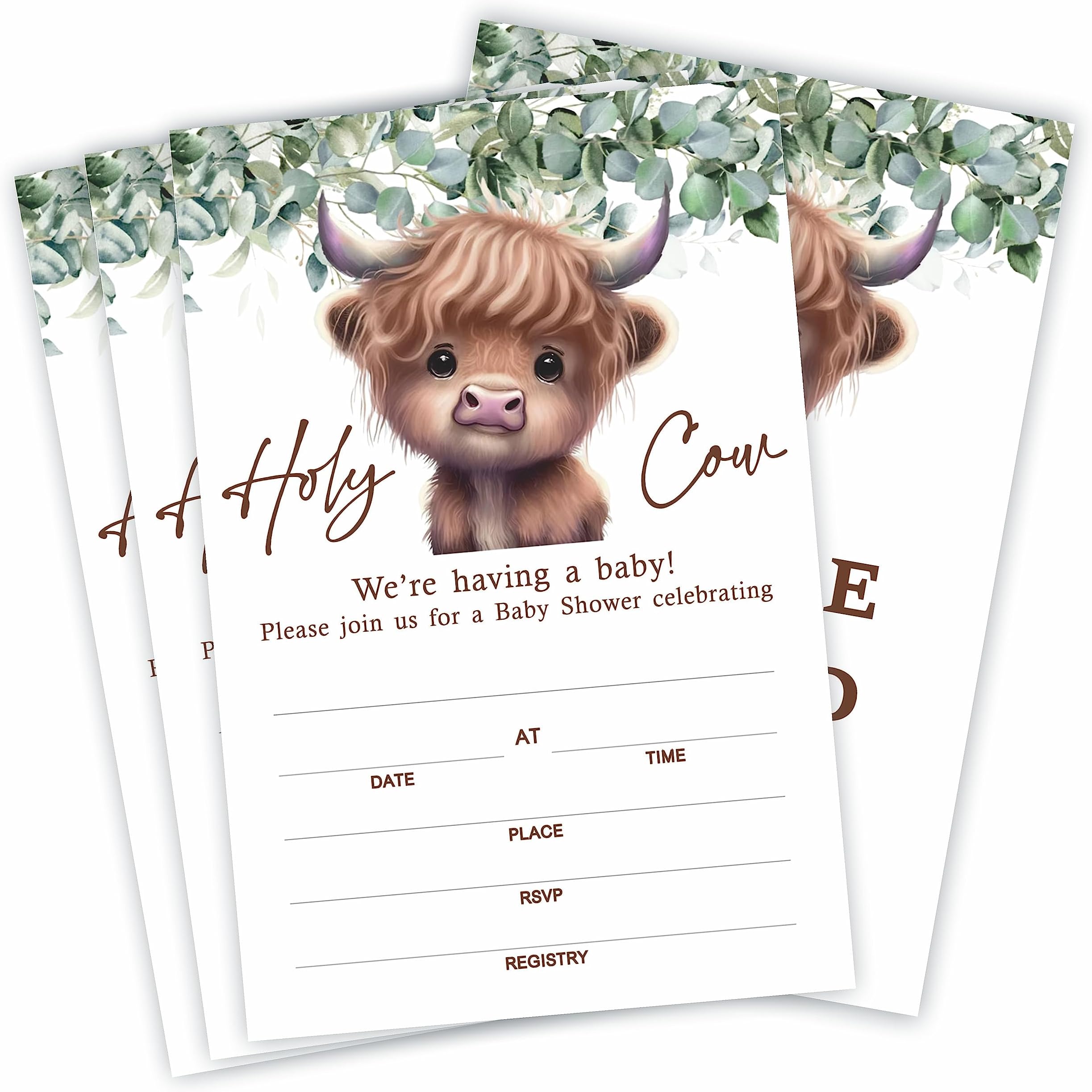 Amazon.com: Moonle Holy Cow Baby shower invitation with Envelopes for ...